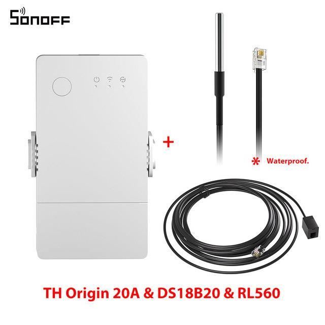 20A DS18B20 RL560-SONOFF-Commutateur intelligent WiFi avec moniteur de température et d'humidité ...
