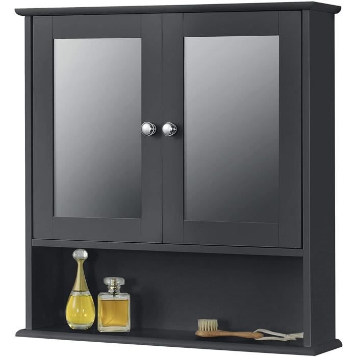 Placard Mural Miroir Design Meuble de Rangement Suspendre avec 2 Portes ...