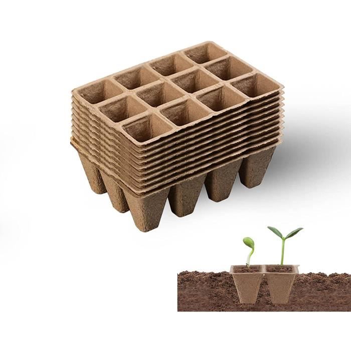 Plateau de Pots de Tourbe en Fibre de 10 x 12 grilles,Kit de Pots en ...