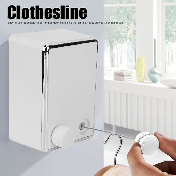 Corde À Linge, Corde À Linge Rétractable En Acier Inoxydable Montage ...