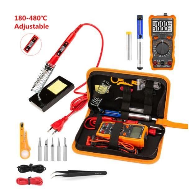 Poste a souder,kit de fer à souder avec multimètre numérique,6000 points,tension AC-DC,lampe ...