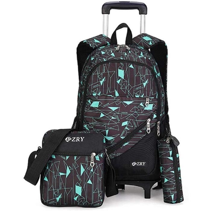 Cartable à roulettes, Sets de Sacs à Dos Chariot avec Sac à bandoulière ...