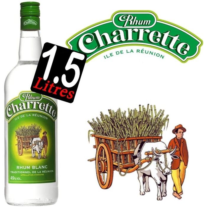 Rhum Charrette - Rhum blanc - Ile de la Réunion - 49%vol - Magnum 150cl ...