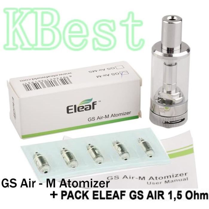 Original Pack Clearomiseur ELEAF GS Air M + 5 Résistances GS Air 1.5 ...