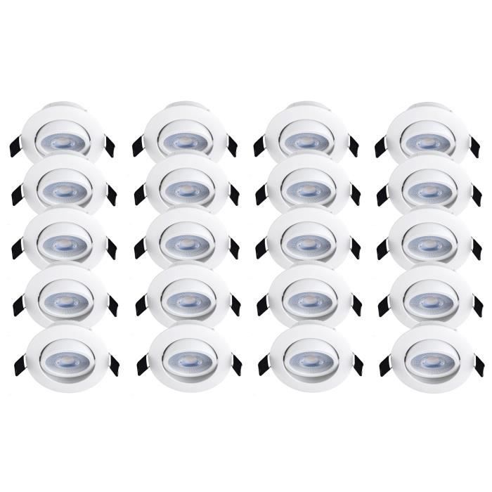 Lot De 20 Spot Led Encastrable Blanc 7w Blanc Neutre 560lm Extra Plat