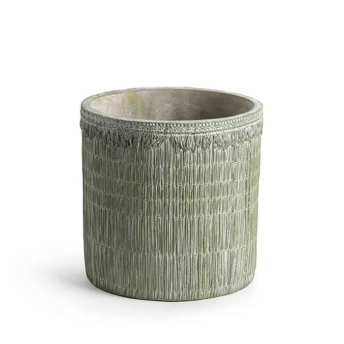 Pot à Plantes en Ciment M Rond Effet Fibre Verte 15x15 cm 305728CLM ...