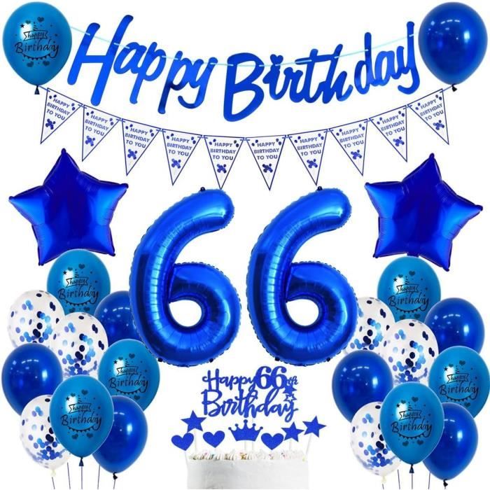 66 Ans Anniversaire Homme Bleu Marine, 66 Ans Anniversaire Décoration ...