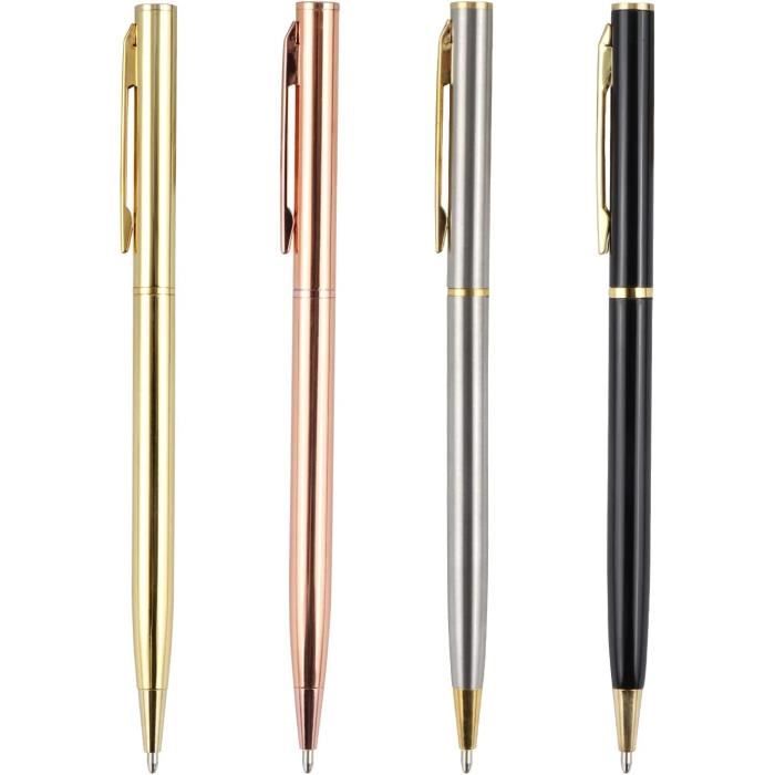 4 pièces Stylo à bille, stylo à bille en métal à rotation à deux têtes ...