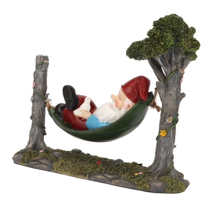 Tbest Statue de nain de hamac Hamac Gnome Statue Résine Peinte À La ...