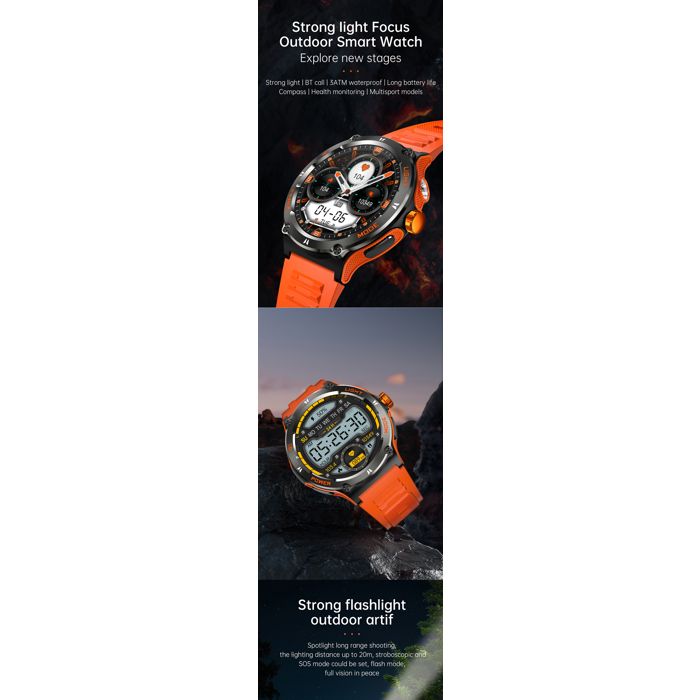 Montre intelligente d'extérieur - RNCYN - KT76 - Écran HD 1.53 pouces ...