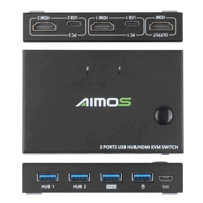 AIMOS AM-KVM201CC 2 ports HDMI KVM Switch Support 4K * 2K @ 30Hz HDMI ...