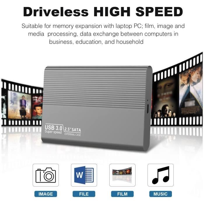 Disque Dur Externe 2to USB3.0 pour PC, Mac, Ordinateur de Bureaup ...