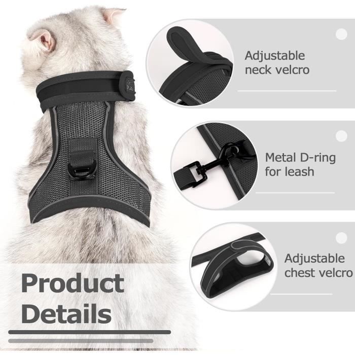 HEYWEAN Harnais et Laisse pour Chat Réglable Réfléchissant Harnais Chat ...