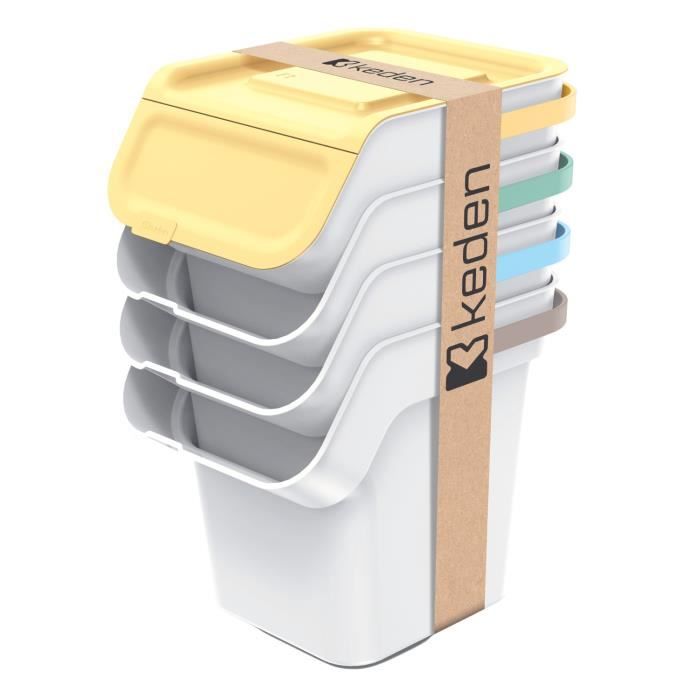 Set de poubelles Keden, pour le tri des déchets, 4x20 litres, cendres ...