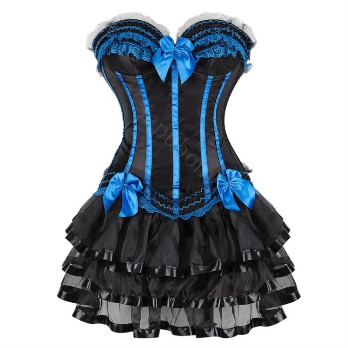 Sapubonva-Robe Corset avec Jupe pour Femme,Costumes Vintage,Rayé,Floral ...