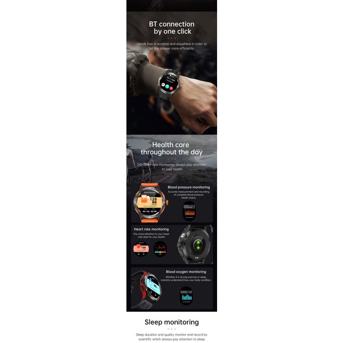 Montre intelligente d'extérieur - RNCYN - KT76 - Écran HD 1.53 pouces ...