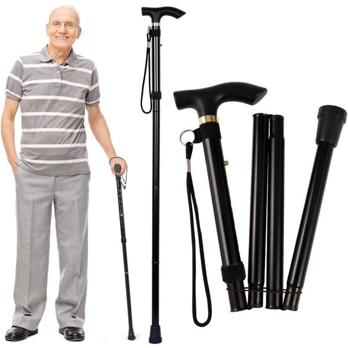 Canne de Marche Pliante,Canne Pliable,Bâton de Marche Pliable,Canne ...