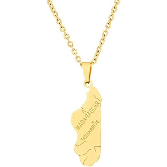 Madagascar Carte Forme Pendentif Collier - Mode Style Ethnique ...