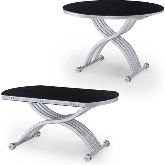 Table basse ronde relevable extensible noir RONDO - Cdiscount Maison