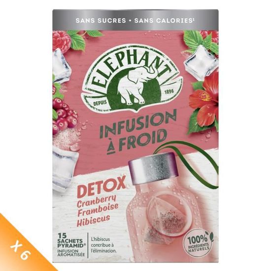 Lot de 6 - ELEPHANT Infusion Bien-Etre Detox Froid - (6 x15 Sachets ...