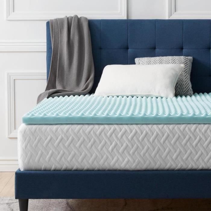 Surmatelas en Mousse viscoélastique de 5 cm,Bleu,160x200 cm.[Y499 ...
