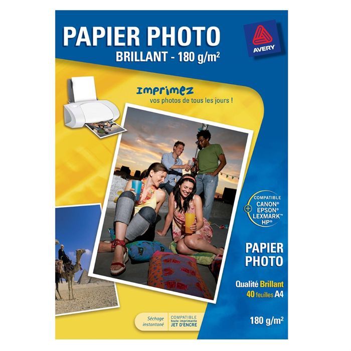 Papier Photo Brillant - Avery - 180 g/m² - 40 feuilles - Format A4 ...