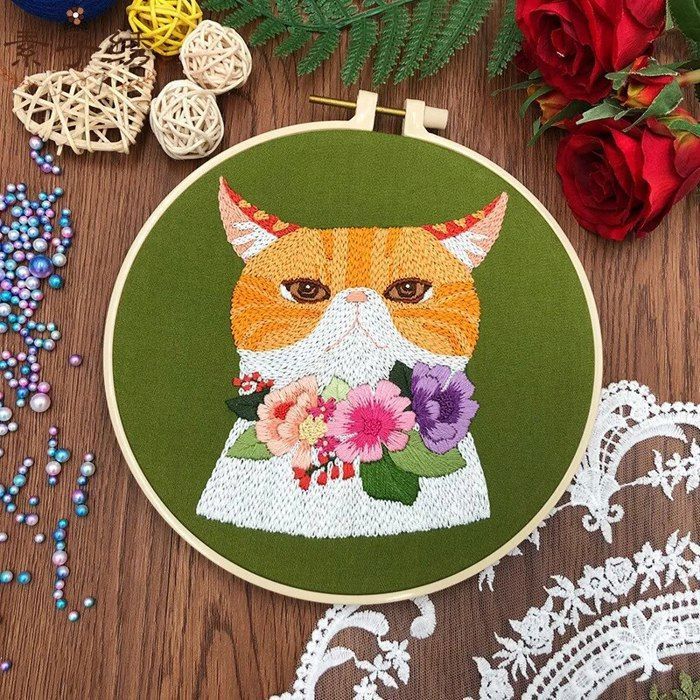 Couture - Mercerie,broderie motif chat avec motifs et instructions pour ...