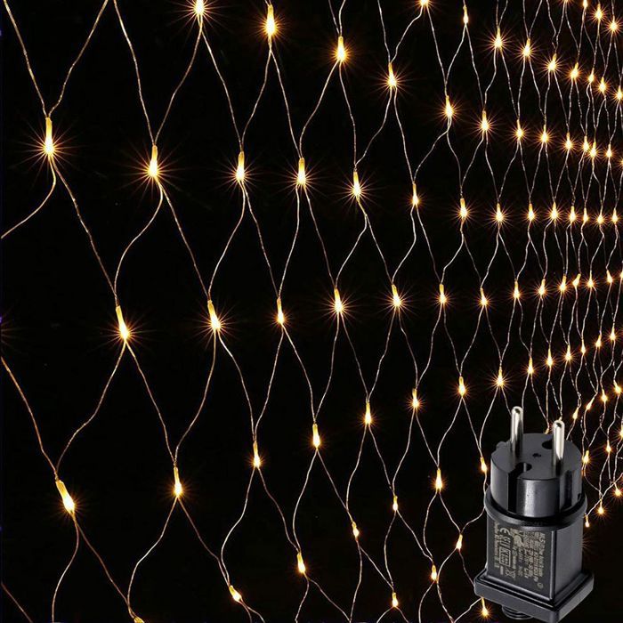 Filet lumineux LED 3x2m blanc chaud guirlande lumineuse 8 modes d ...