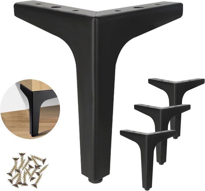 4 Pièces Pieds De Meuble,10cm Pieds De Table Triangulaires en Métal avec Vis pour DIY Sofa ...