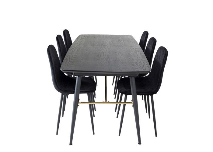 Gold ensemble table, table extensible longueur cm180 / 220 noir et 6 ...