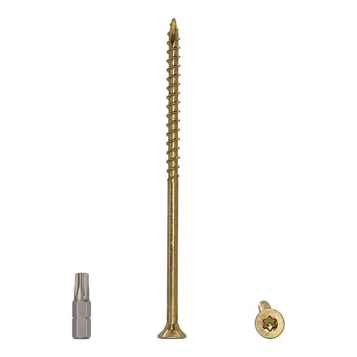 Lot De 15 Vis À Bois En Acier Zingué Jaune 6,0 X 130 Mm, Tête Torx Type ...