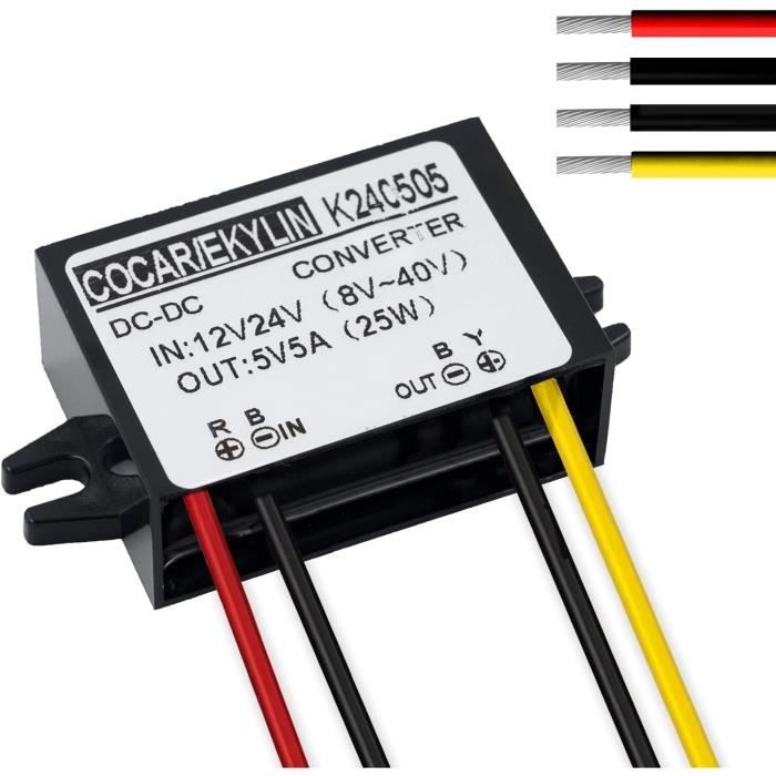 DC 12v 24v à 5v Step Down Convertisseur 5A 25W Régulateur Réducteur Adaptateur de Puissance ...