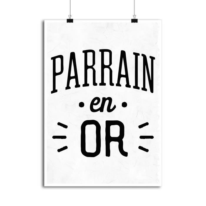 Affiche parrain en or A4 White - Cdiscount Maison