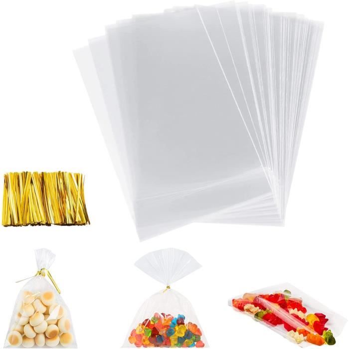 100 Pièces Sachets Cellophane Transparent, pour Chocolat, Bonbons, Pain ...