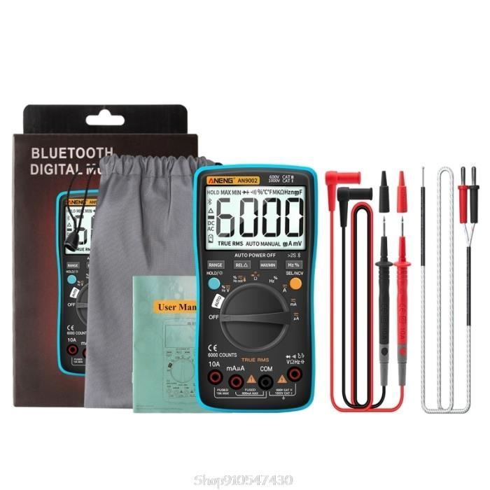 Bleu an9002 - Multimètre numérique AN9002, Bluetooth, True RMS, 6000 ...