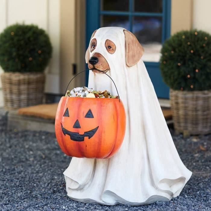 Statue de chien en résine avec sac de bonbons d'Halloween - Elfe de ...