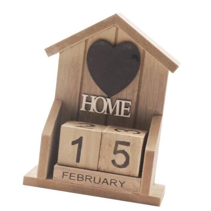 FUNNING-Le Calendrier de Bureau Bloque Le Calendrier Perpétuel En Bois ...