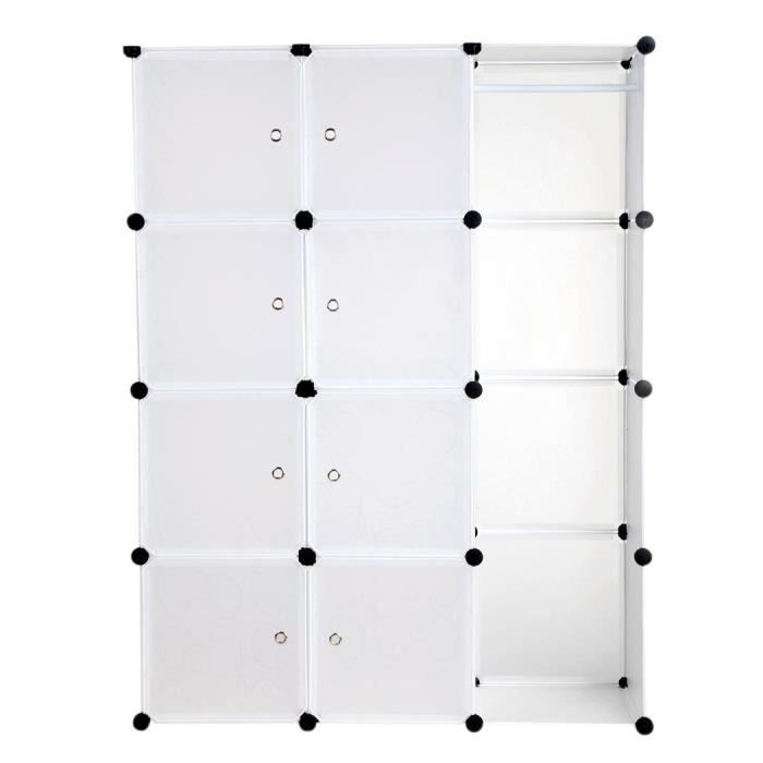 Portable organisateur garde-robe étendoir 12 tabl blanc - Cdiscount Maison