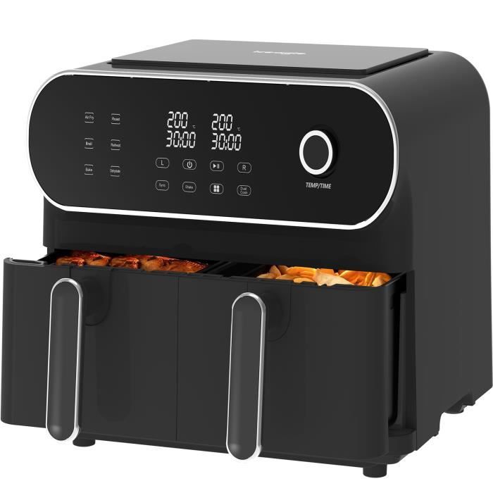 Friteuse Air Fryer Dual Zone 11L - XXL Friteuse Sans Huile Double Tiroirs - ICEAGLE - 1700W - 6 ...