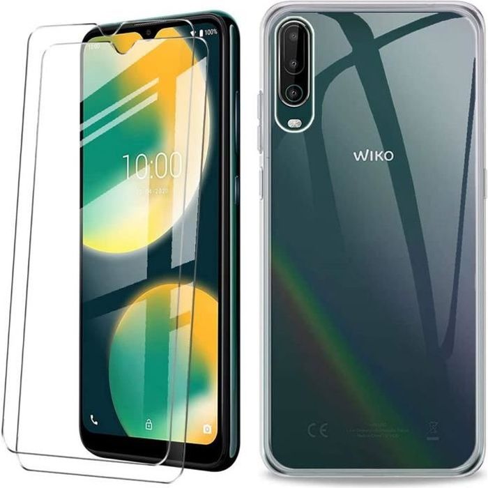 2 Pack verre trempé + Etui Pour Wiko View 4 6.52" Transparent Silicone ...
