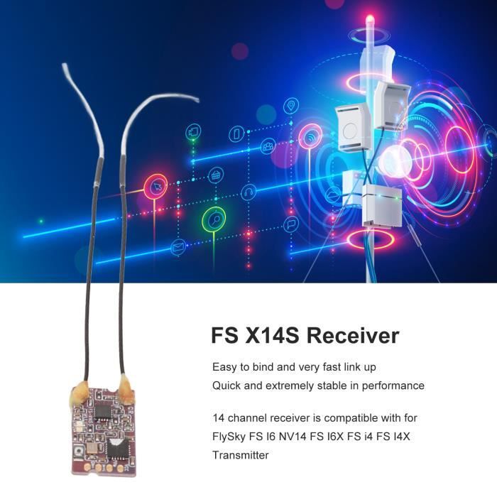 Récepteur FS X14S Récepteur 2.4Ghz double antenne 14CH PPM sorties de Signal SBus pour émetteur ...