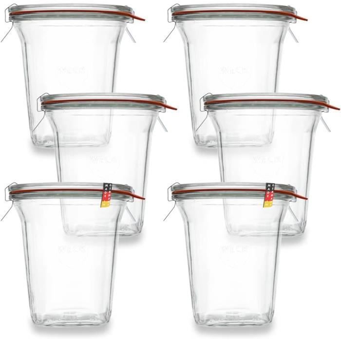 Flaschenbauer.de Weck Lot de 6 bocaux en verre carré - Utilisable comme ...