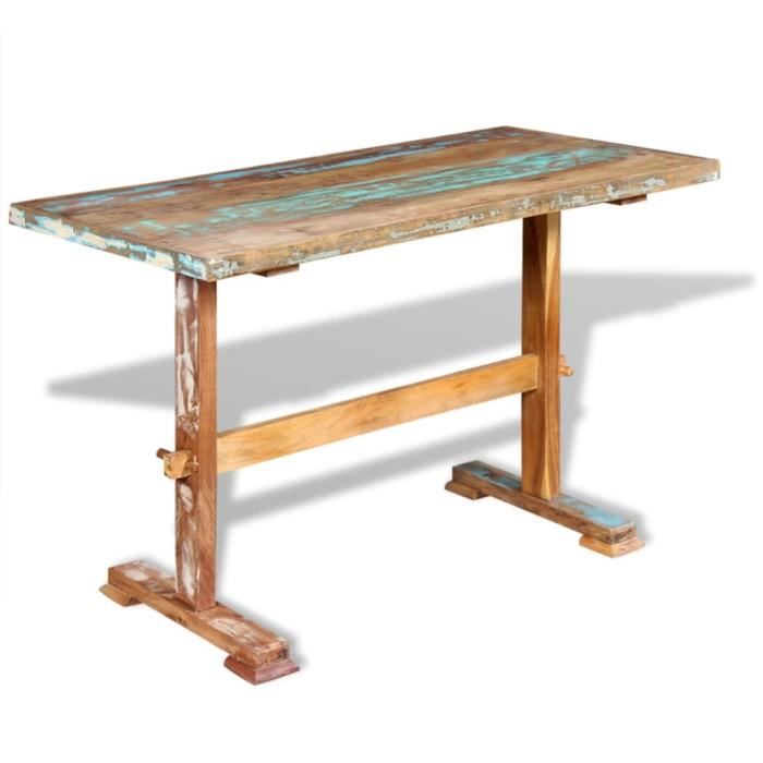 ZHUO Table à manger sur pied Bois de récupération massif 120x58x78cm ...