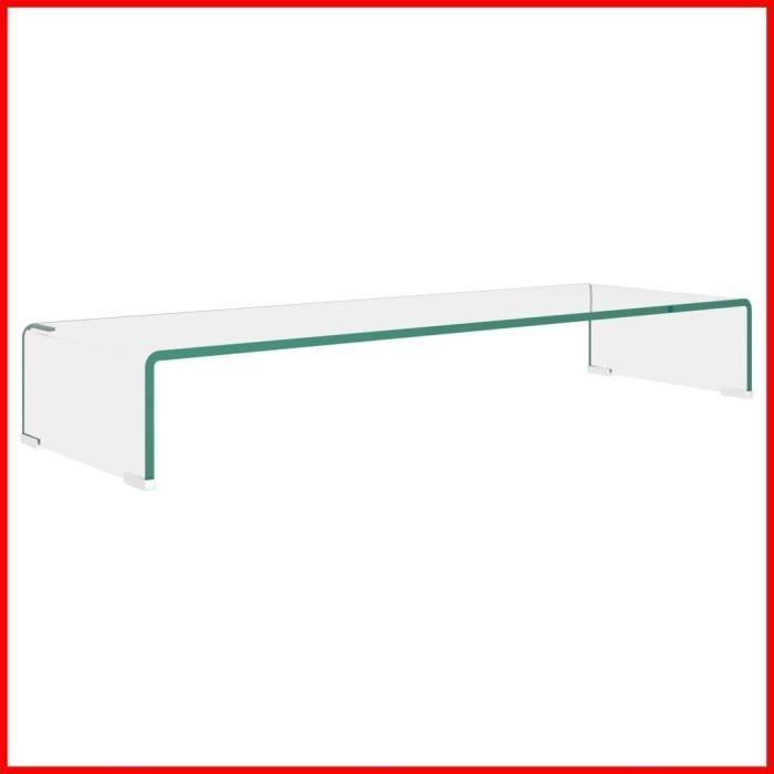 DXBK-Meuble TV/pour moniteur 90x30x13 cm verre transparent-244130 ...