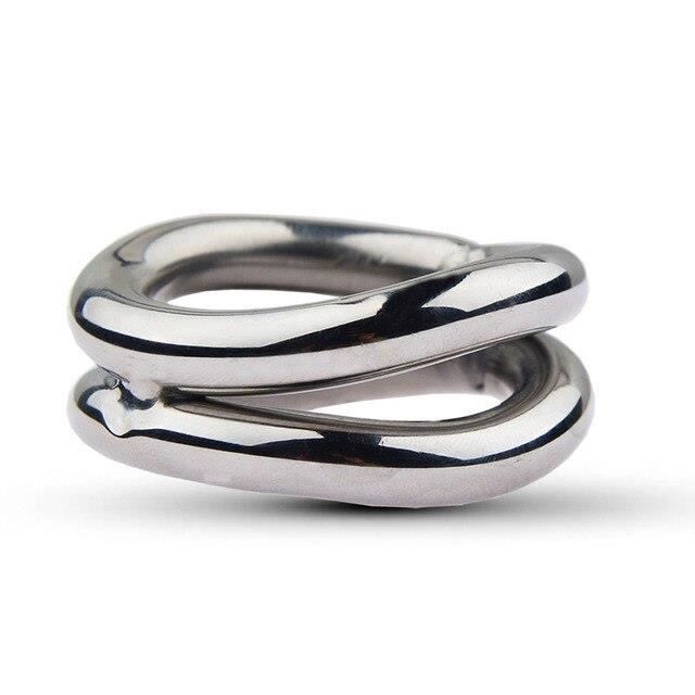 COCKRING,Arc double-ring--Double anneau de pénis en métal, anneau de Bondage, serrure Scrotum ...