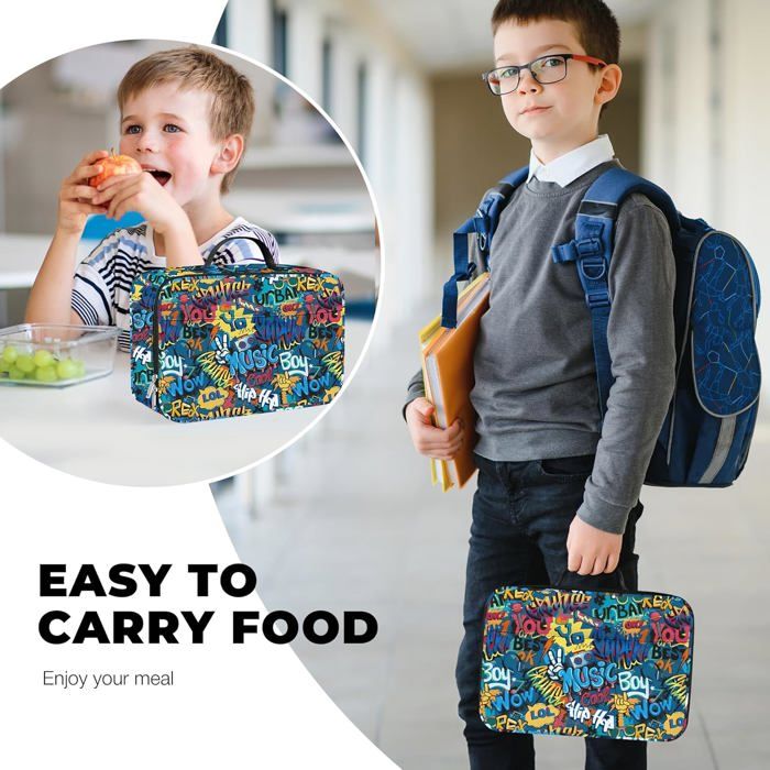 TRAHOO-Sac Isotherme Repas Enfant Graffiti de Rue Petit Lunch Box ...