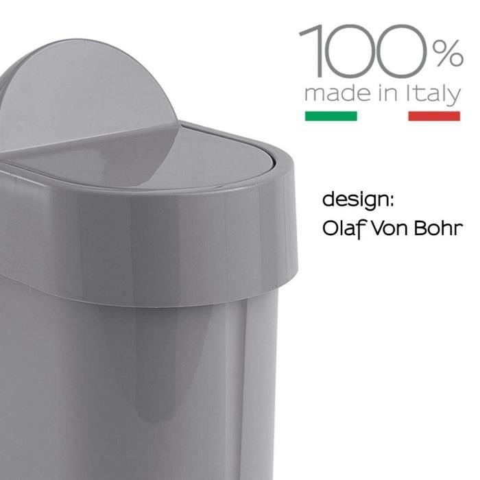 Poubelle De Salle De Bains Grise De 4,8 Litres En Propylux | Iris[Z1614 ...