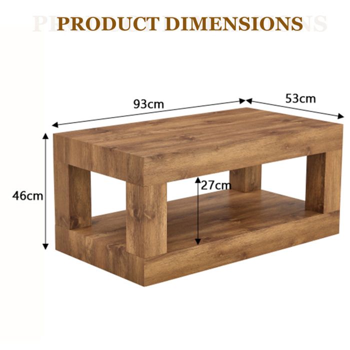 Table basse rectangulaire 2 niveaux avec étagère ouverte, gain de place ...