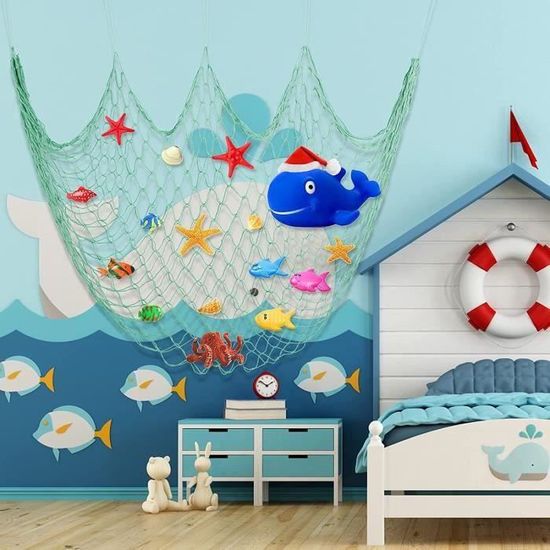 2pcs Décorations murales de Filets de pêche -Vert, décor en résille de ...
