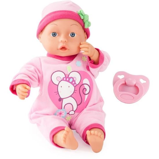 Poupée Bébé premiers mots 38 cm - BAYER - 24 sons - corps mou - tétine ...